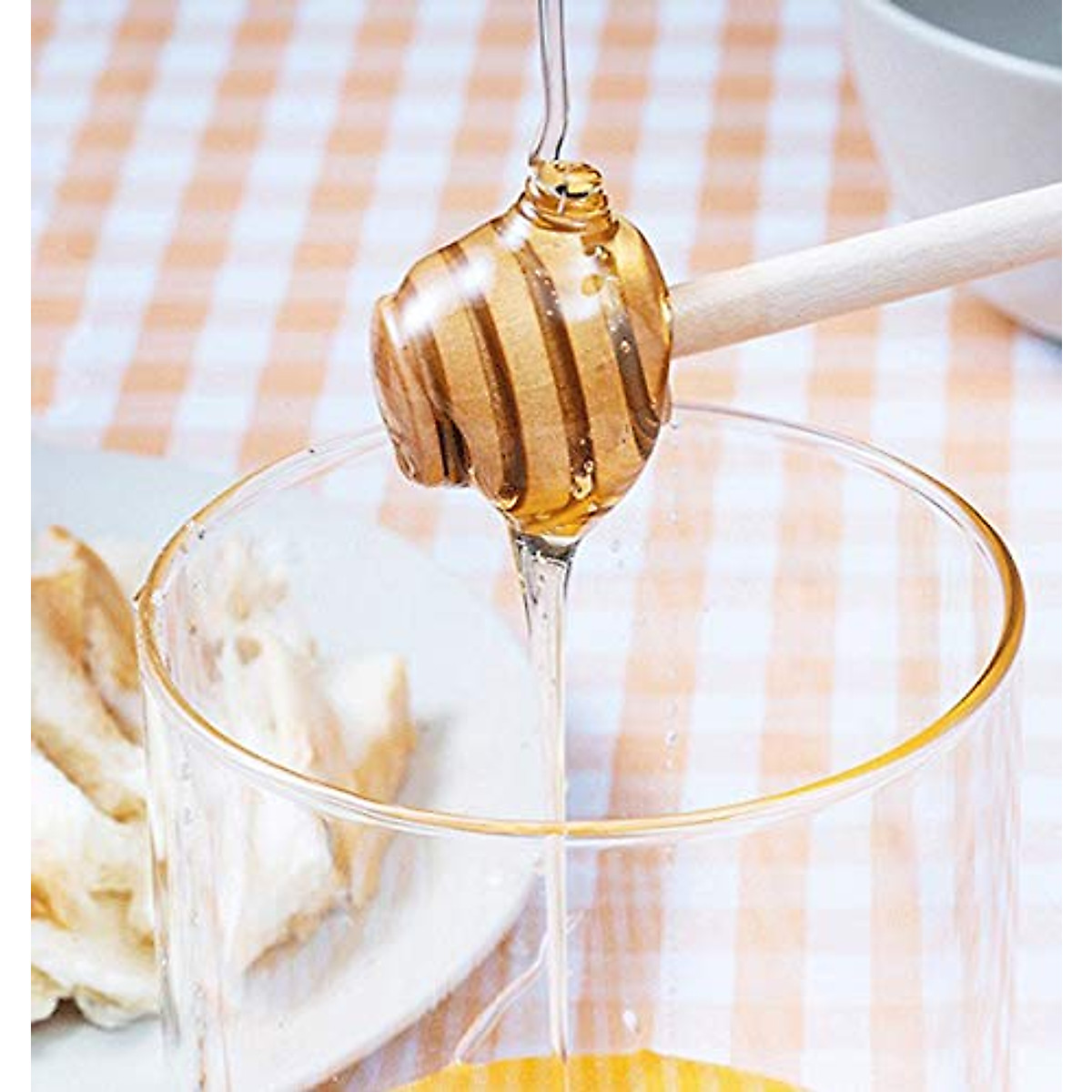 Wooden Honey Dipper Stick Collecting Dispensing Drizzling Jam Portable Wedding Party (8cm, 50)