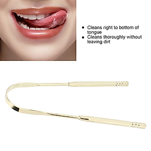 2Pcs Stainless Steel Tongue Scrape, U Shape Tongue Cleaner Oral Tongue Scraper for Oral Care Fights Bad Breath for Adults and Kids(gold)