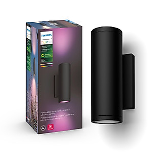 Philips Hue White & Color Ambiance Appear Outdoor Wall Light Fixture (Hue Hub Required, Compatible with Alexa, Apple Homekit & Google Assistant), Black