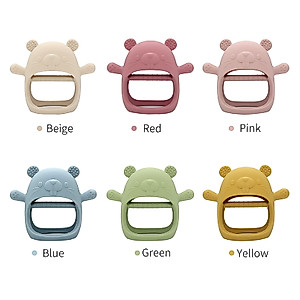 Baby Teether Toy, Anti-Drop Silicone Baby Mitten Teether for Soothing Teething Pain Relief, Baby Chew Toys for Sucking Needs, Groundhog(1 Packs)