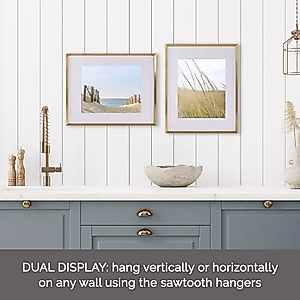 Mikasa Metal Portrait Frame, Displays 11x14 Photo with Mat, 16x20 without Mat, Gold