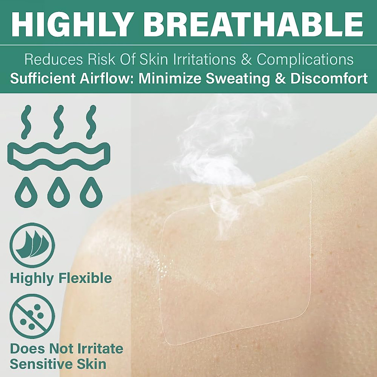 Everlit Care Transparent Film Dressing, Large Waterproof Adhesive Patch | Window Frame Wound Cover for Post Surgical Shower, IV Shield, Tattoo Aftercare Bandage (6" x 8" | 10 Pack)