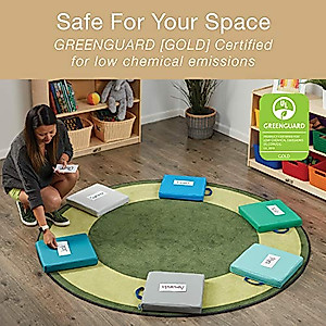 ECR4Kids SoftZone Floor Cushions with Handles, 2" Deluxe Foam, Square, Contemporary, (6-Pack)