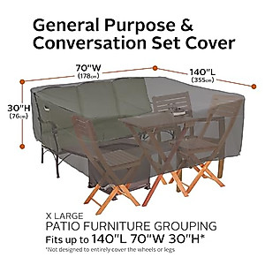 Classic Accessories 55-908-055101-EC Ravenna Water-Resistant 140 Inch General Purpose Patio Furniture Cover,Dark Taupe/Mushroom/Espresso,140" x 70", Patio Furniture Covers