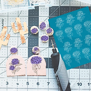 OLYCRAFT 4x5 Inch Clay Stencils Hydrangea Pattern Silk Screen for Polymer Clay Flower Silk Screen Stencils Mesh Transfer Stencils Plant Theme Mesh Stencil for Polymer Clay Jewelry Making