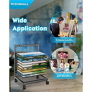 WISIMMALL Art Drying Rack, Paint Drying Rack with 9 Removable Shelves,Wall Art Storage Drying Rack with Wheels for Classrooms & Art Studios(9 Shelves)