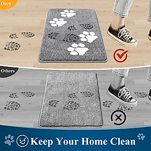 Vaukki Indoor Doormat Entryway Door Mat, Non Slip Absorbent Mud Trapper Mats, Low-Profile Inside Floor Mats, Soft Washable Small Mats Door Carpet for Entryway (Grey, 20''x32'')