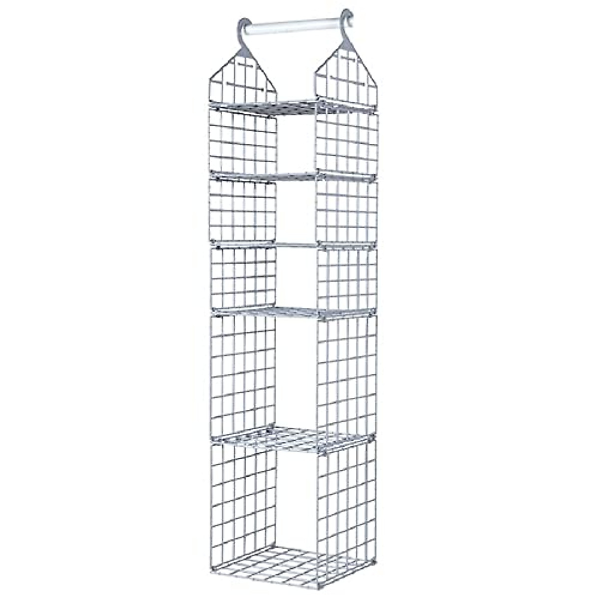 WeiSha Home Finishing Wardrobe Layered Storage Rack Clothes Finishing Rack Dormitory Wardrobe Clothes Hanger Storage Rack Hanging Basket Hanger Five Layers of Gray