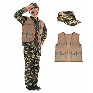 fun shack Boys X-Large Army Costume, Kids Military Outfit with Camo Print
