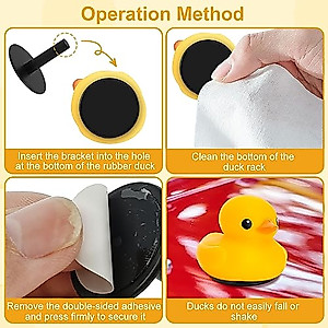 20 Pcs Duck Plug, Self-Adhesive Rubber Duck Mount, Black Rubber Duck Holder with Double-Sided Round Stickers, Rubber Duck Holder for Dashboard Display Duck Lovers (Excluding Rubber Duck)