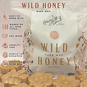 Honeycomb's Professional Hard Wax 2.2 LBS, Pre/Post Cleaner & Post Oil, All-Purpose, No Strips Needed, Solid Wax For Hair Removal, Easy Removal, Peel-Off Wax (Wild Honey), Pink