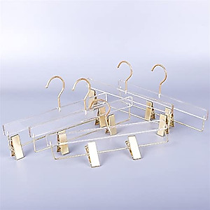 10 Pieces of Acrylic Transparent Gold Hook Hanger Acrylic Hanger with Gold Clip Clear Acrylic Hanger Pants Hanger Clip Skirt Display