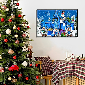 Akahllc Christmas Diamond Painting Kits,Gnome Diamond Art Kit for Adults,Winter Diamond Art Kit 5D Winter Paint with Diamond Full Drill for Parents-Children Interrction,Wall Decor(12x16)