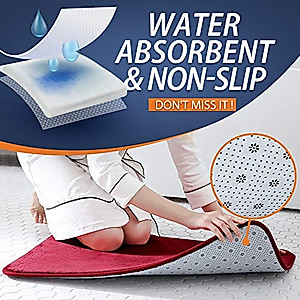 Walensee Extra Thick Memory Foam Bath Rug (17 inch X 24 inch, Red) Non Slip Absorbent Super Cozy Velvet Bathroom Mat, Luxury Soft Plush Small Carpet for Bath Room Shower Floor Tub, Machine Wash Dry