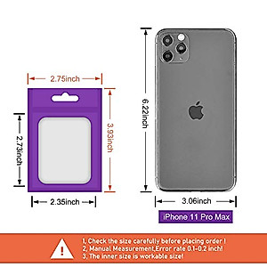 EONJOE 100-pack mylar packaging bags for small business sample bag smell proof resealable zipper pouch bags jewelry food Lip gloss eyelash phone case bracelet keychain package supplies etc -front frosted window -cute (Purple, 2.75×3.93 inches)