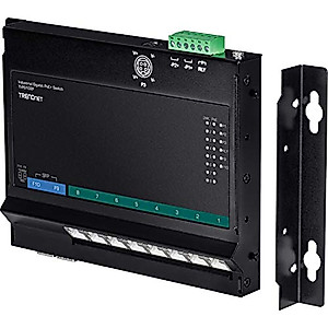 TRENDnet 10-Port Industrial Gigabit PoE+ Wall-Mounted Front Access Switch, TI-PG102F, 8x Gigabit PoE+ Ports, 2 x Gigabit SFP Slots, 240W PoE Budget, DIN-Rail & Wall Mount Brackets Included, IP40 Rated