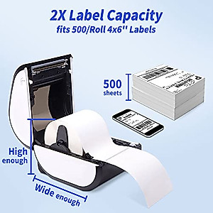 Phomemo D520 Label Printer with 1 Circle Label Roll, Shipping Thermal Printer D520 4x6 Label Printer for Barcode, Mailing, Address Labels, Postage