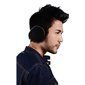 Kedofe Ear Warmers For Men Women Foldable Fleece Unisex Winter Warm Earmuffs Outdoor Skiing,Biking (Black knit)