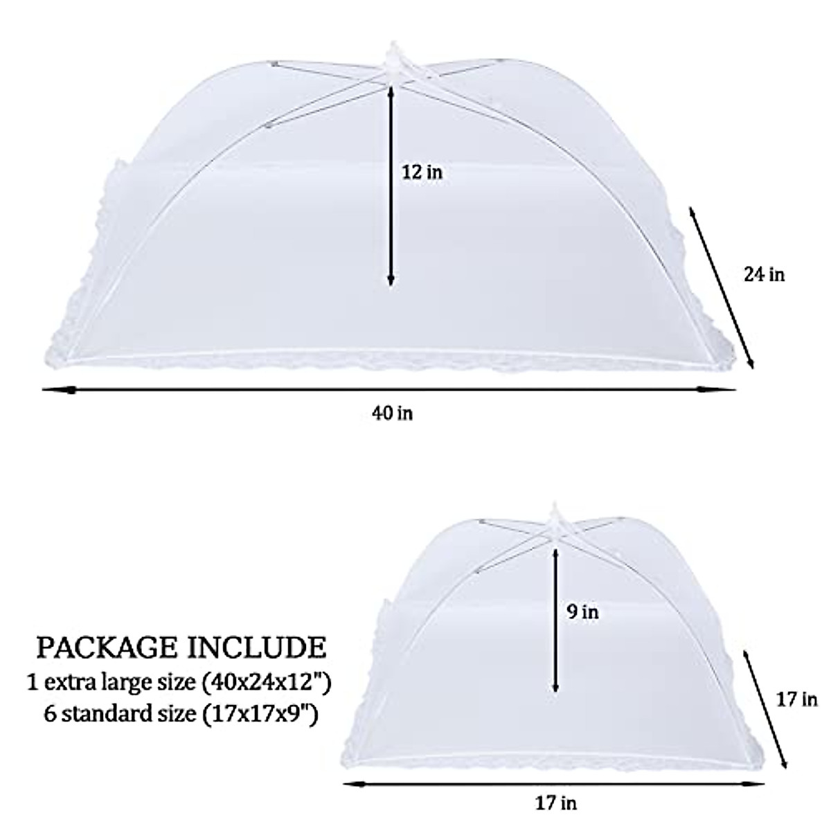ZMCINER 8 Pack Food Tents Food Covers for Outside Mesh Screen Include 2 Extra Large (40"X 24") & 6 Standard (17"X 17") Collapsible and Reusable Mesh Food Covers for Outdoors, Fruit Cover