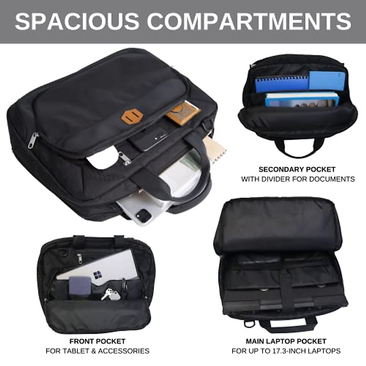 Cango Shoulder Laptop Carry-On Business Messenger Bag for Work, Business Travel and Office, Compatible with 17.3 inch Laptop, and books, water-resistant crossbody satchel bag for Men, and Women