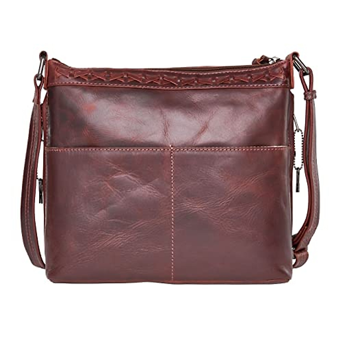 Lady Conceal Concealed Carry Faith Distressed Leather Crossbody (Dark Mahogany)