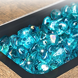 GASPRO 20lb Blue Fire Glass Beads and 10lbs Clear Fire Glass Diamonds, High Luster, 1 Inch