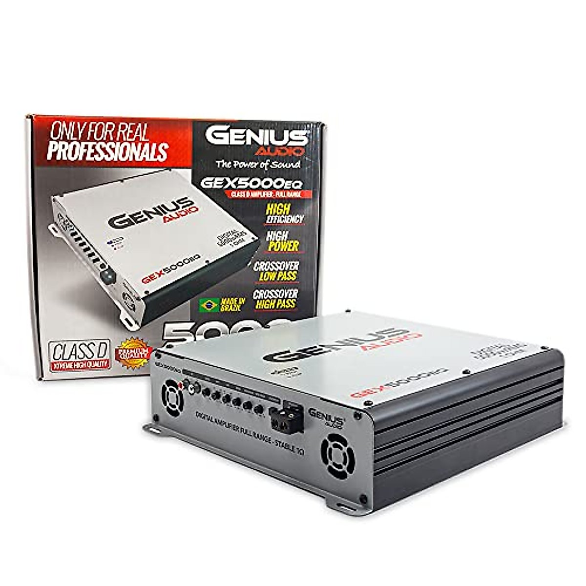Genius Audio GEX5000EQ Digital Full Range Car Amplifier Monoblock 5000 Watts RMS Class D 1-Ohm Stable with Power Protection System and Bass Boost for Speaker and Woofer Performance