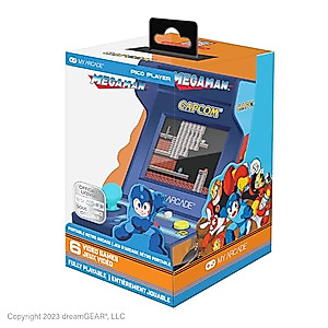 MY ARCADE Mega-Man Pico Player: 3.7" Playable Portable Tiny Arcade Machine with 6 Retro Games, 2" Screen Color Display, Small