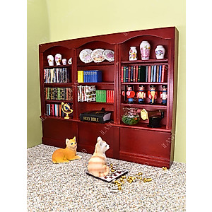 iLAND Miniature Dollhouse Accessories for Dollhouse Furniture, Mini Porcelain Vases and Decorative Plates w/a Desk Clock (Elegant Rose 11pcs)