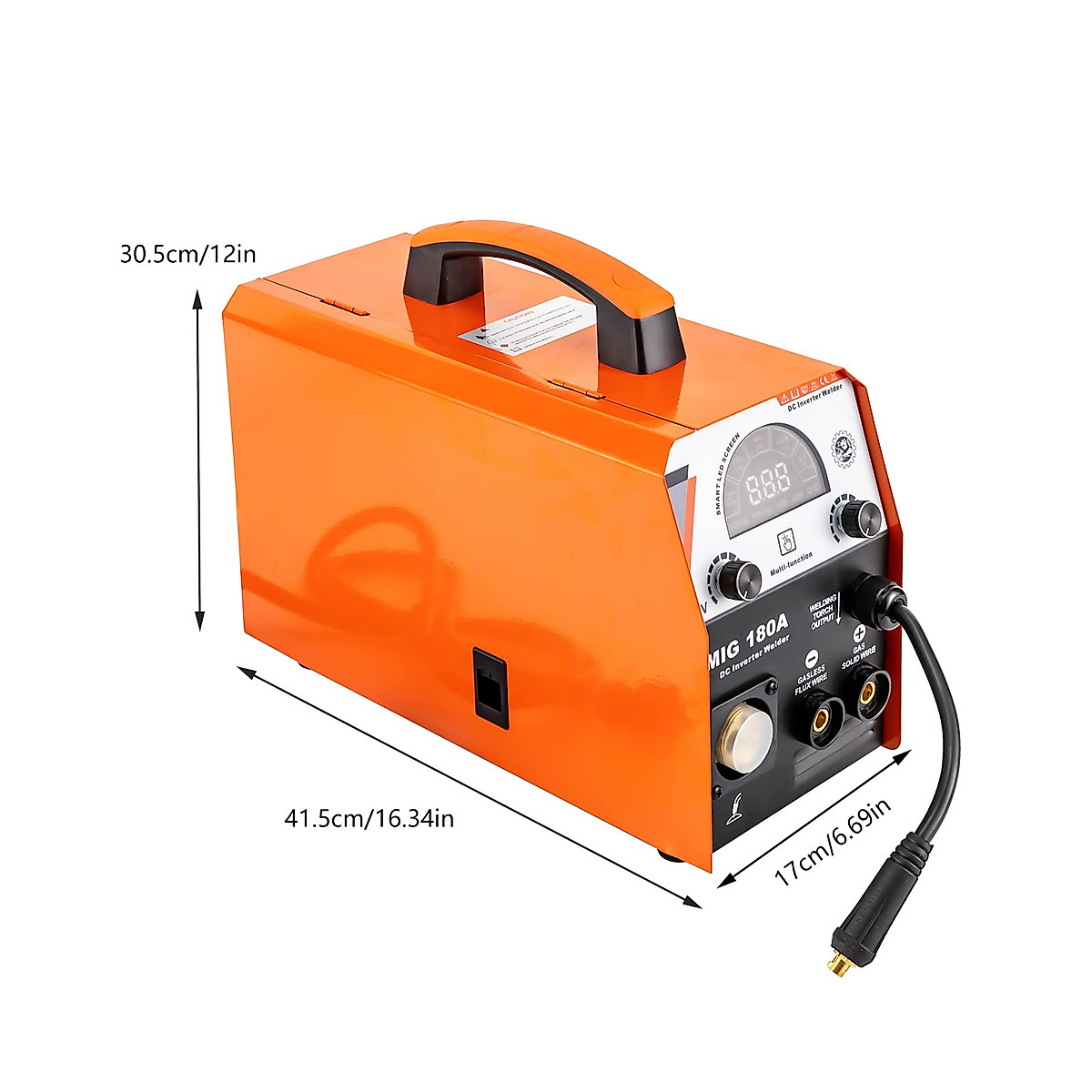 Gdrasuya10 Digital MIG Welder Stainless Steel 3 in 1 Multiprocess Welding Machine110/220V MIG/MMA/Lift TIG Dual Voltage Welder 180A MIG Welding Equipment for Welding Alloy Steel,Plates(Orange)