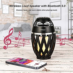 Outdoor Bluetooth Speaker, Yormax Flame Lantern Speakers TWS Allow to Sync Two, Gifts for Men Women, Stereo Speakers for Camping/Garden/Patio Decor, Gadgets for Him Her Dads Mom Wife Husband 1 Pack
