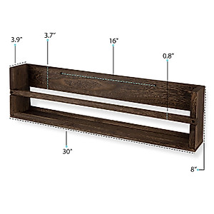 brightmaison Polynez 30" Floating Shelves for Wall Decor & Nursery Book Shelves, Kids Bookshelf for Wall Multiuse, Floating Book Shelves for Kids Room, Wall Shelf Set of 2 Brown Wood