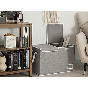 StorageWorks Storage Bin with Flip-Top Lids, Collapsible Storage Box, Gray, 24 ¾"L x 13" W x 16" H