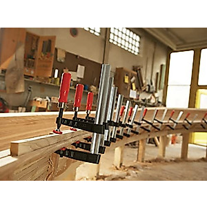 BESSEY Light Duty Tradesman's Bar Clamp - 2.5x12 In - TGJ2.512 - Woodworking Clamps with Wooden Handle, Ideal for Home Improvement & Workbench Projects, carpentry and Cabinetry, Black & Red