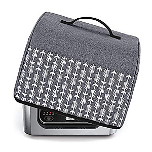 Yarwo Dust Cover with Pockets Compatible with Ninja Foodi Grill, Heavy Duty Nylon Cover with Wipe Clean Liner, Gray with Arrow