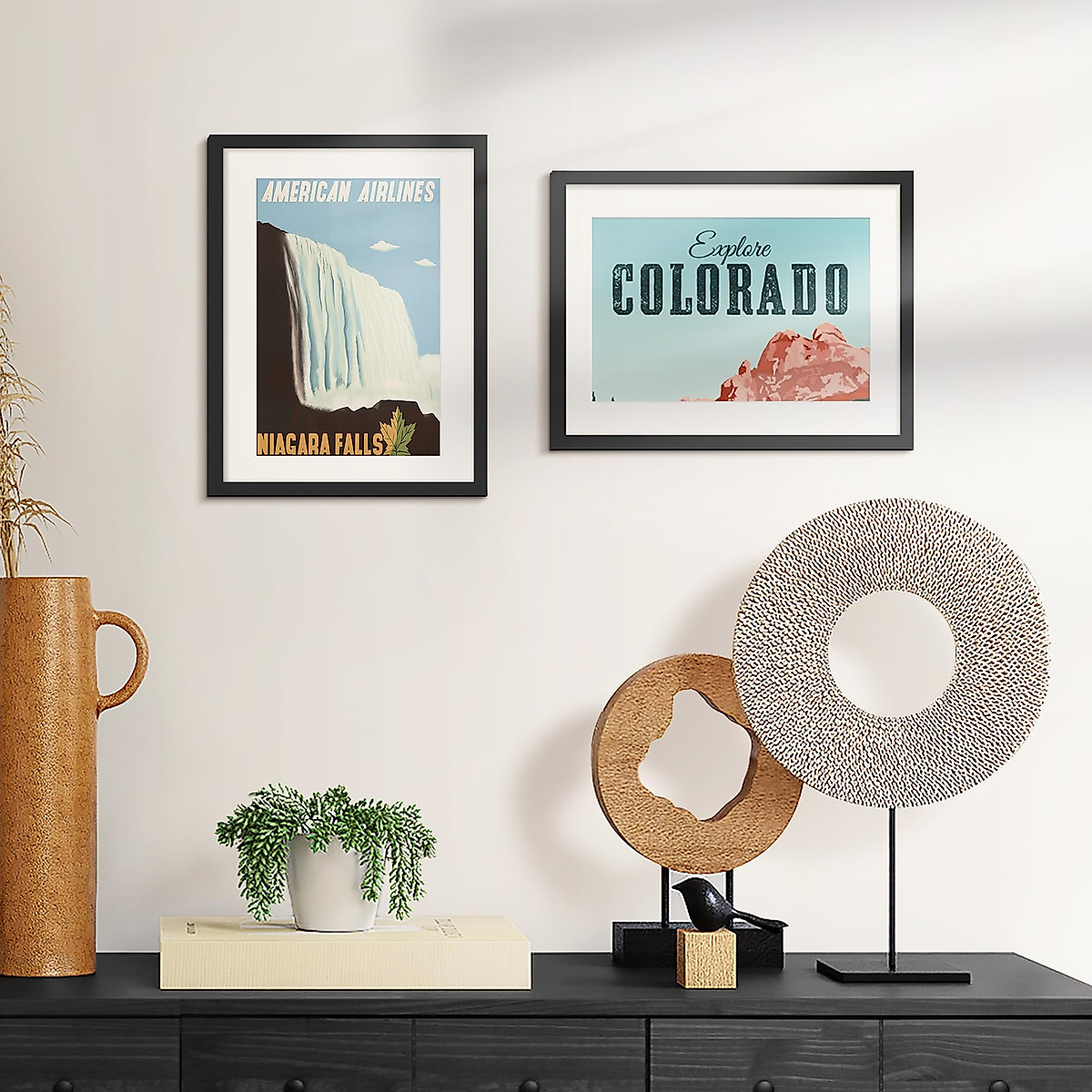 ENJOYBASICS 12x16 Picture Frame Black Poster Frame,Display Pictures 9x12 with Mat or 12x16 Without Mat,Wall Gallery Photo Frames,2 Pack