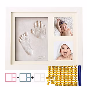 Personalized Baby Handprint and Footprint Kit (NO Mold) | Unique Baby Shower & New Mom Gift with Box | Baby Registry Must Have for Newborn Boy & Girl | DIY Photo Frame Keepsake | Nursery Room Decor