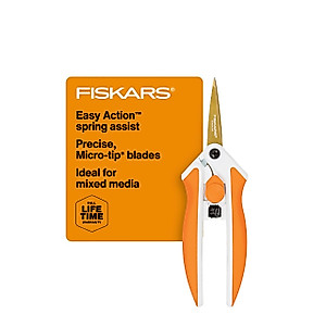 Fiskars Scissors 190520-1001 Titanium Micro-Tip Easy Action Scissors, 6 Inch, Orange