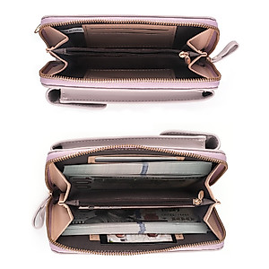 Ndsox Small Crossbody Bag Cell Phone Purse for Women, PU Leather Mini Messenger Shoulder Handbag Wallet with Credit Card Slots for Travel Vacation Daily, Light Purple