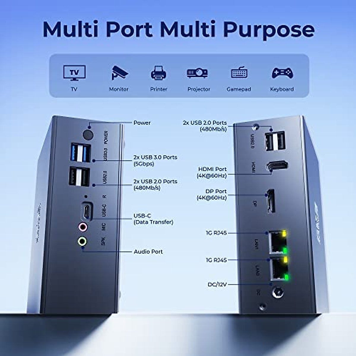 Mini PC Intel 12th Gen N95(up to 3.40Ghz) 8GB DDR4 256GB M.2 SSD Mini Desktop Computer Windows 11 Pro Mini Computers Support 4K Dual Display/BT 4.2/ WiFi 5/USB 3.0/ Auto Power On