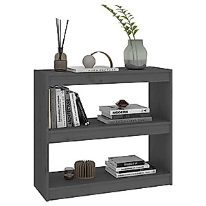 vidaXL Book Cabinet/Room Divider Gray 31.5"x11.8"x28.1" Solid Wood Pine