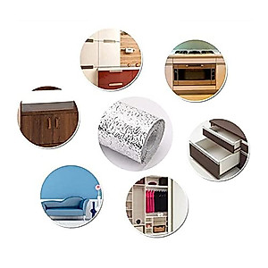 120 Inches Kitchen Oil-Proof Stickers, DIY Self-Adhesive Peel & Stick Aluminum Foil Contact Paper Self Adhesive Oil-Proof Heat Resistant Wall Sticker for Countertop Drawer Shelf Liner