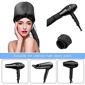 Bonnet Hair Dryer, ZEEFOO Portable Hooded Hair Dryer Attachment Cap for Styling, Curling and Hair Deep Conditioning, Soft Adjustable Large Hooded Bonnet for Hand Held Hair Dryer, Black
