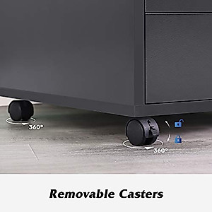 DEVAISE 7-Drawer Chest, Wood Dresser Organizer with Removable Wheels, Storage Cabinet for Bedroom, Living Room, Closet, Black