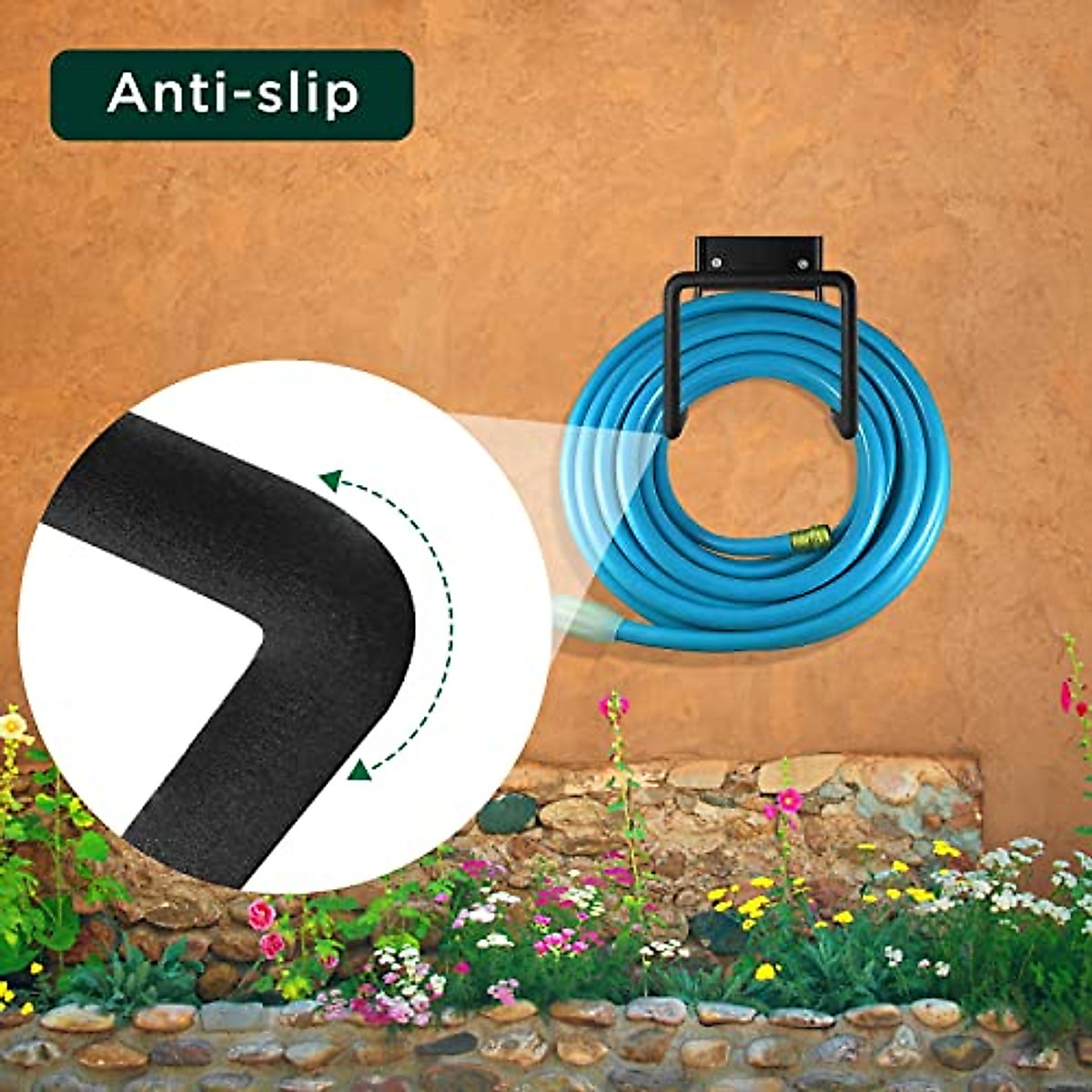 Metal Garden Hose Holder - Water Hose Hanger Wall Mount, Heavy Duty Hose Holder Hose Hook Holds Up to 150Ft for Outside Garden Hose, Expandable Hose, Hose Reel, Water Hose, Pocket Hose, Flexable Hose