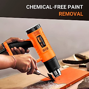 SEEKONE Heat Gun 1800W Heavy Duty Fast Heat Hot Air Gun Kit with 752℉&1112℉（400℃-600℃） Dual-Temperature Settings and 4 Nozzles with Overload Protection for Crafts, Shrinking PVC, Stripping Paint