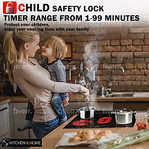 K&H 5 Burner 30 Inch Built-in Electric Stove Top Radiant Ceramic Cooktop Touch Control 240V 8600W CE30-8608