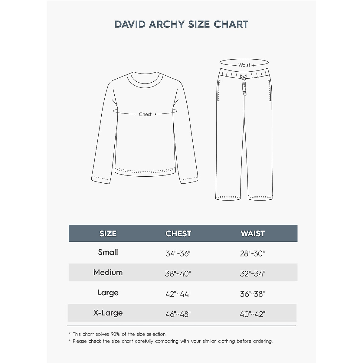 DAVID ARCHY Mens Pajamas Set Soft Cotton Notched Collar Pajamas for Men Long Sleeve Mens Sleepwear with Pockets & Front Fly (M, Black)