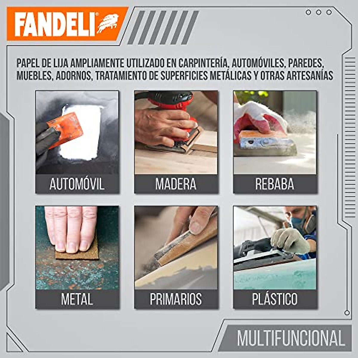 Fandeli | Multi-Purpose Sandpaper | 100 Grit | 25 Sheets of 9'' x 11'' | Ideal for Sanding Metal, Untreated Wood and Painted Surfaces