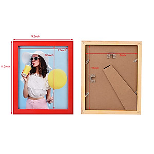 wyooxoo 8x10 Picture Frames Set of 2, Red Solid Wood Photo Frames Colorful Frame with HD Plexiglass For Tabletop Display or Wall (8" x 10" (2 Pack), Red)